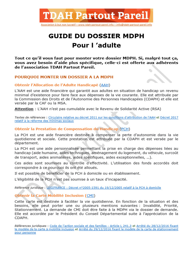 MDPH Version Adulte | PDF | Invalidité