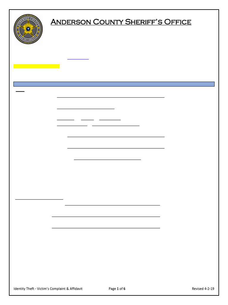 Identity Theft Victim Complaint Form | PDF | Identity Theft | Identity ...