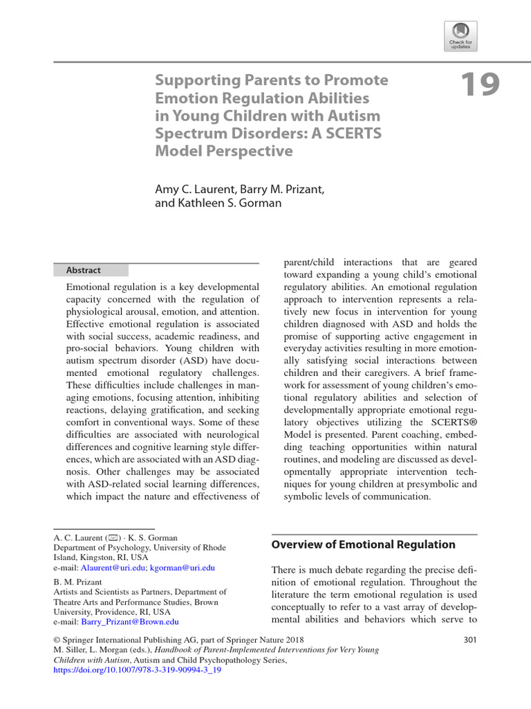 Supporting Parents To Promote Emotion Regulation Abilities in Young ...