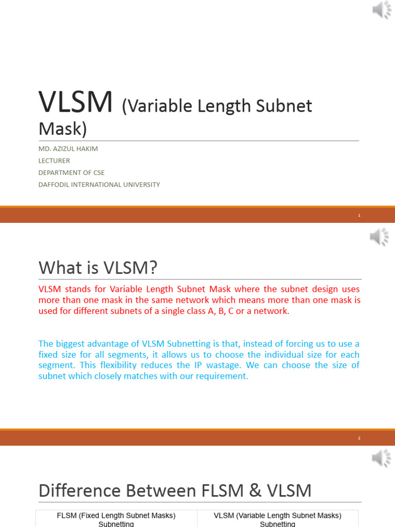 VLSM (Variable Length Subnet Mask) | PDF | Data Transmission | Wide Area Network