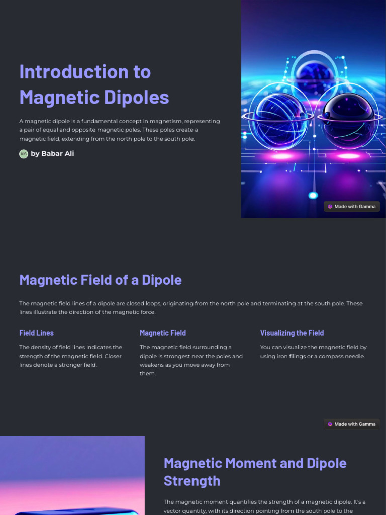 Introduction To Magnetic Dipoles | PDF | Magnetic Field | Magnetism