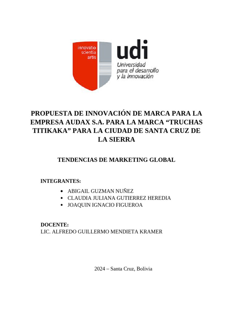 Propuesta de Innovación de Marca para La Empresa Audax S.A. para La ...
