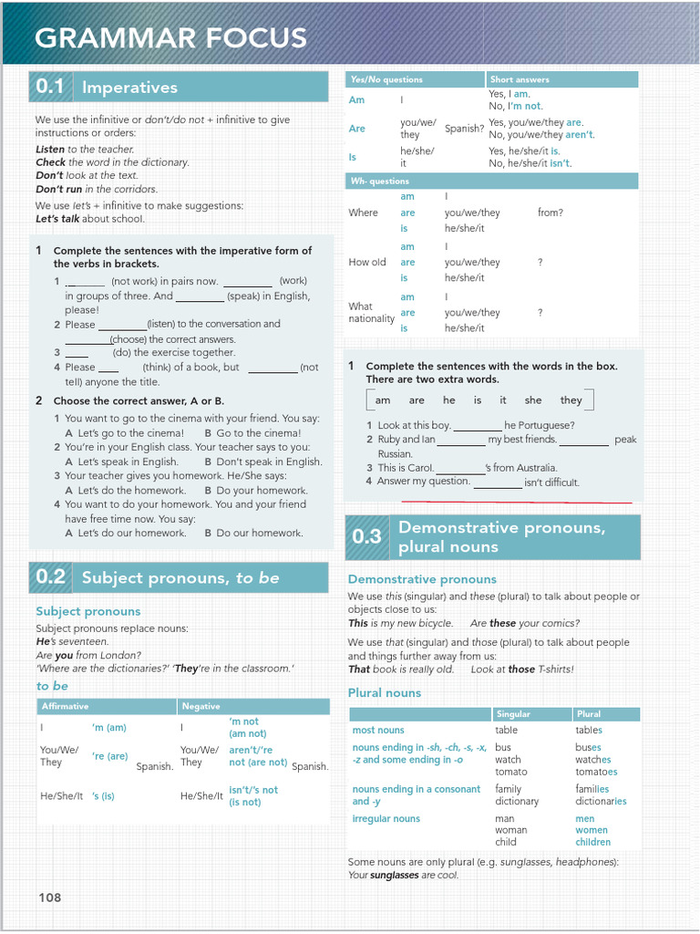 (Template) Focus - 1 - Student - S - Book-108 | PDF | Grammatical ...