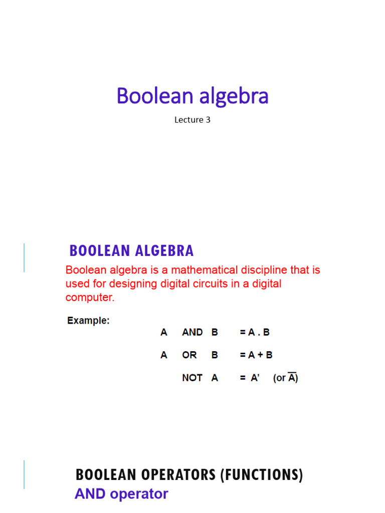 3- Boolean algebra | PDF | Boolean Algebra | Teaching Mathematics