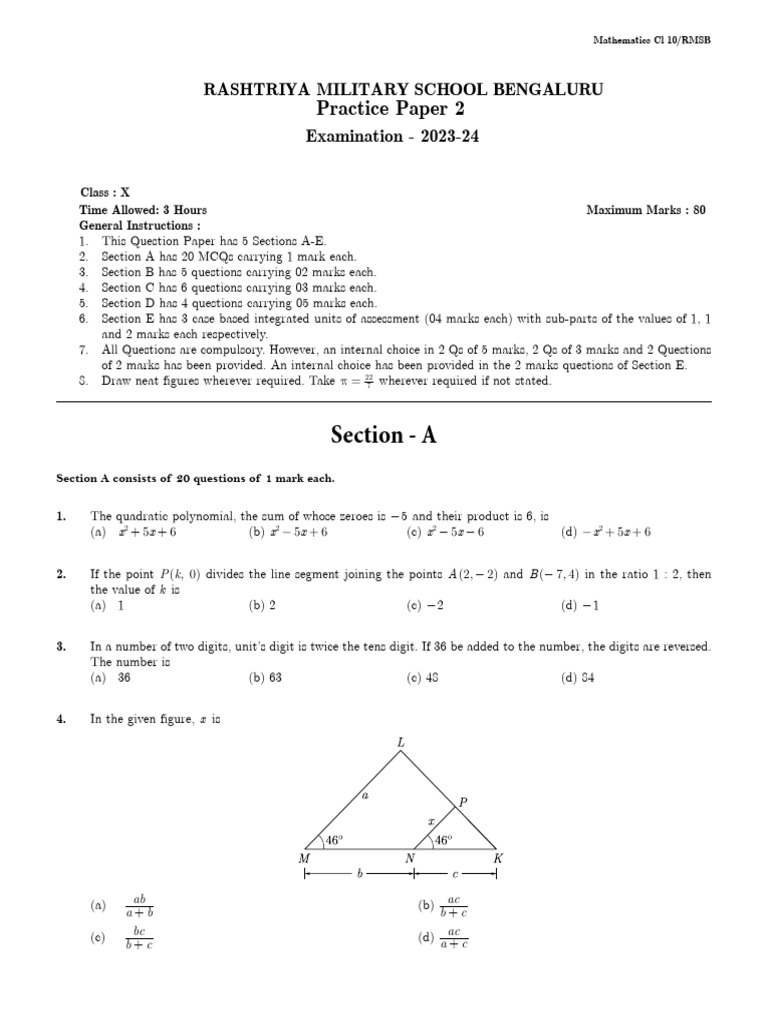 Class 10 Mathematics Practice Paper | PDF | Rocket | Sphere
