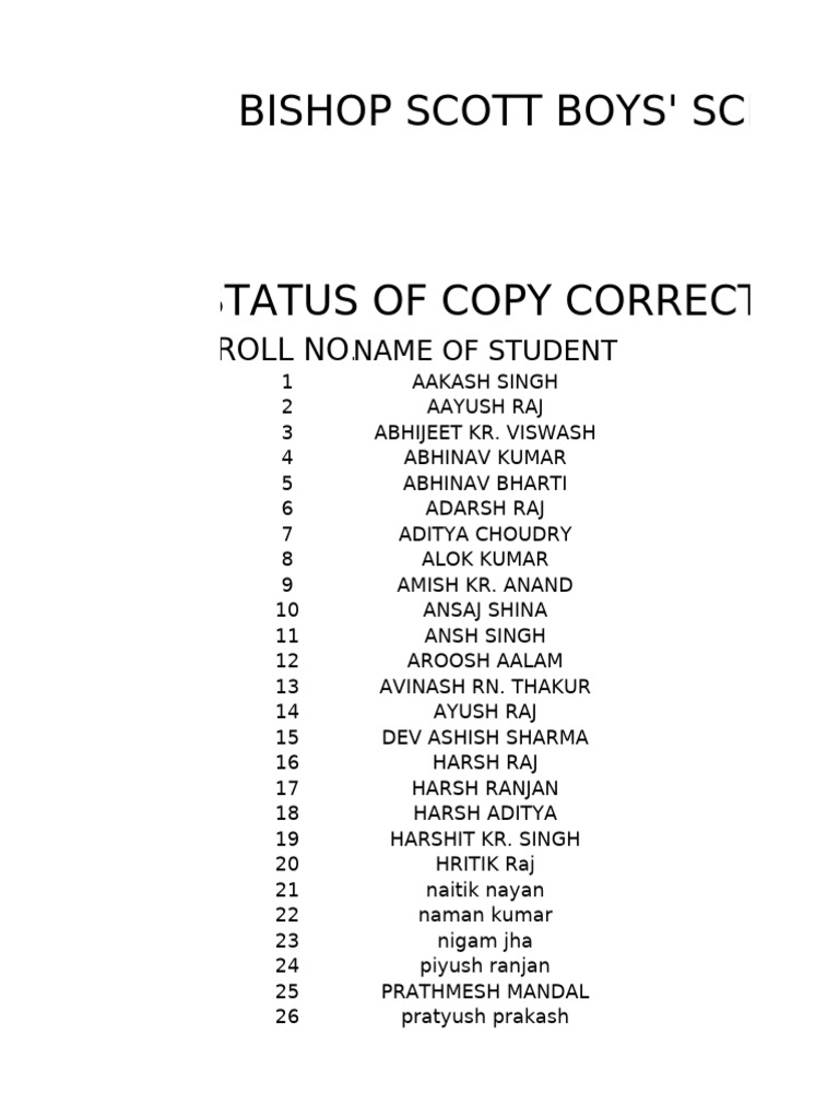 Copy Correction Status Report | PDF
