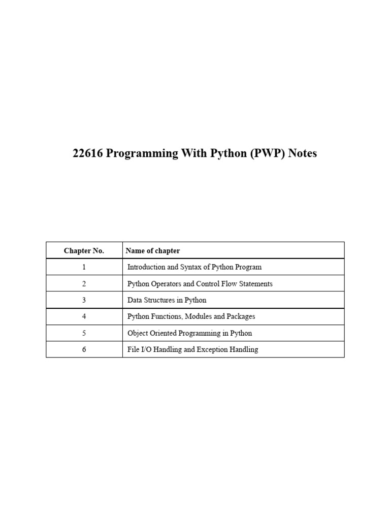 Unit 1 Notes Pwp Pdf Python Programming Language Reserved Word