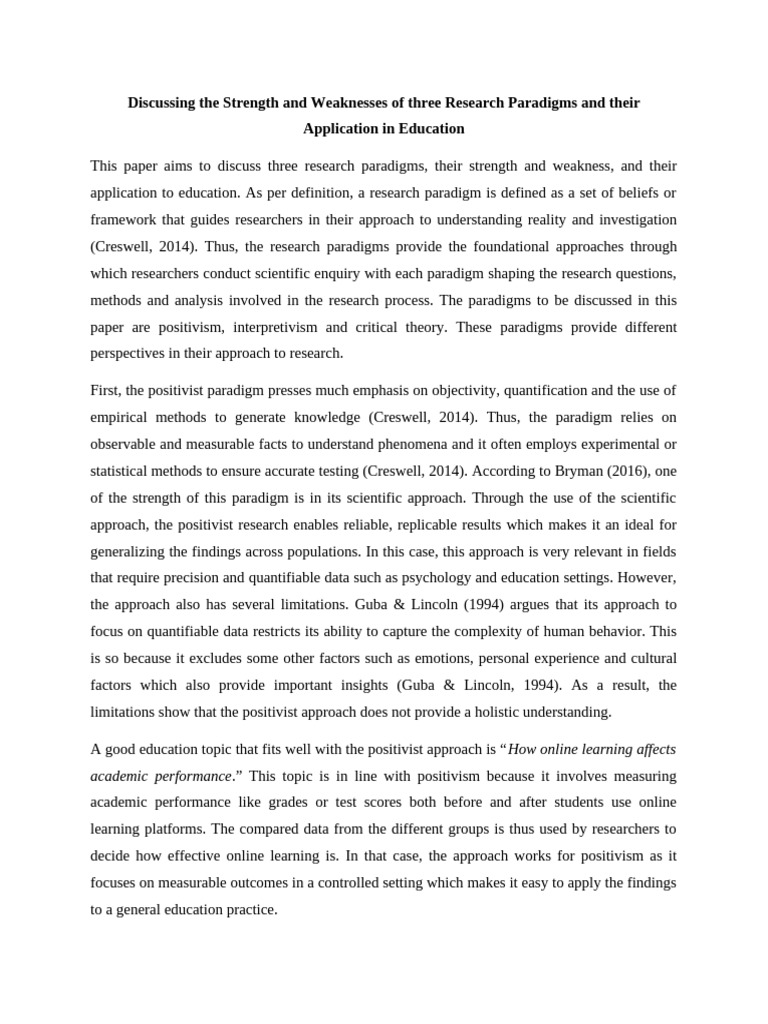 Research Paradigms Assignment | PDF | Positivism | Methodology