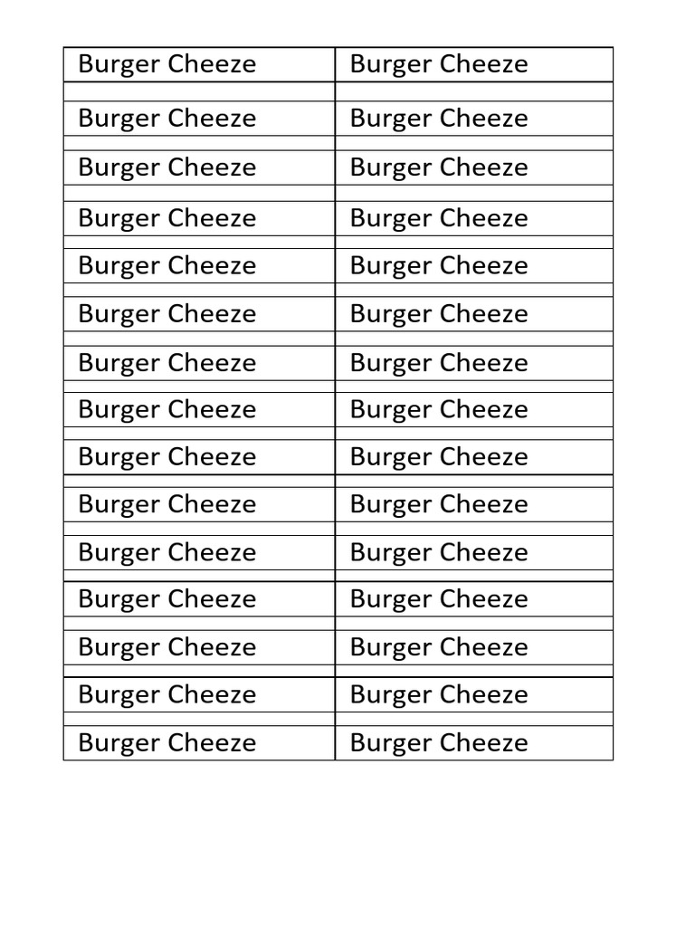 Burger Cheeze Repetition Analysis | PDF