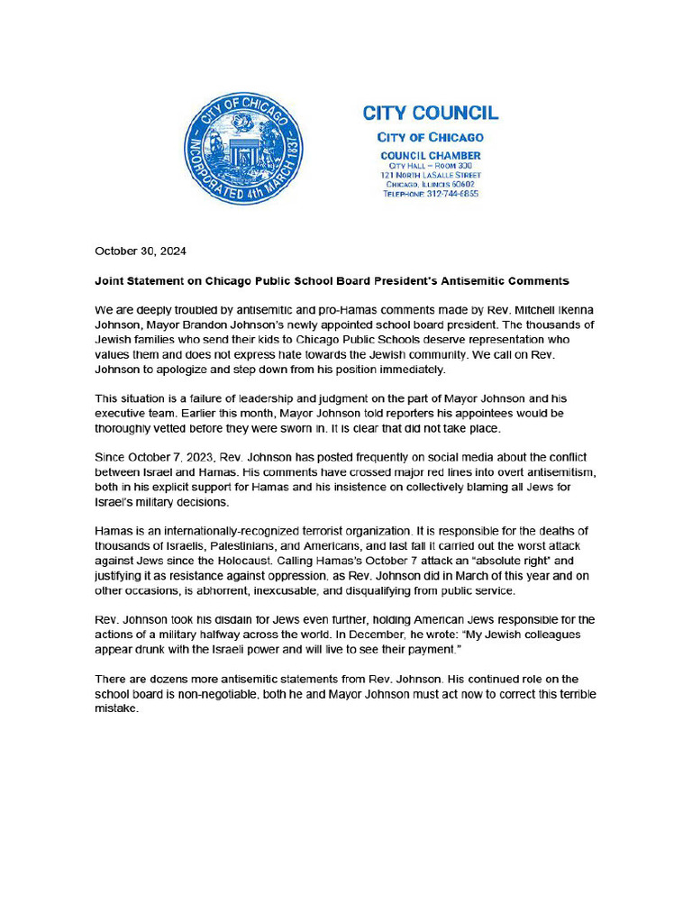 Alders Letter On Rev Mitchell Johnson | PDF