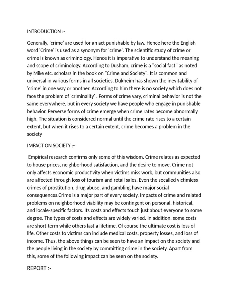 English Project (Class 12) | PDF | Crimes | Crime & Violence