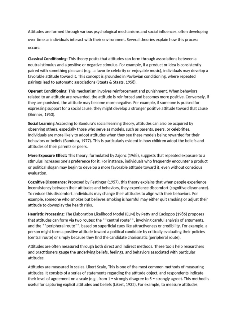 Formation and Measurement of Attitudes | PDF | Attitude (Psychology ...