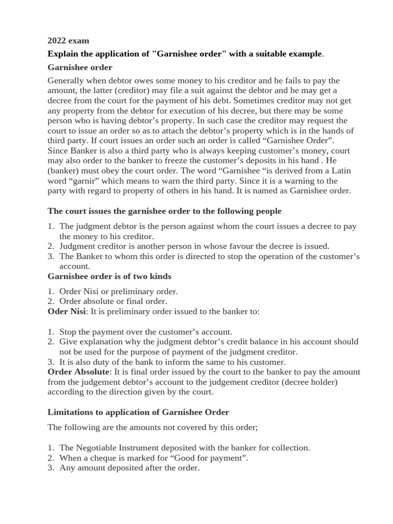 Understanding Garnishee Orders Explained | PDF | Judgment (Law) | Banks
