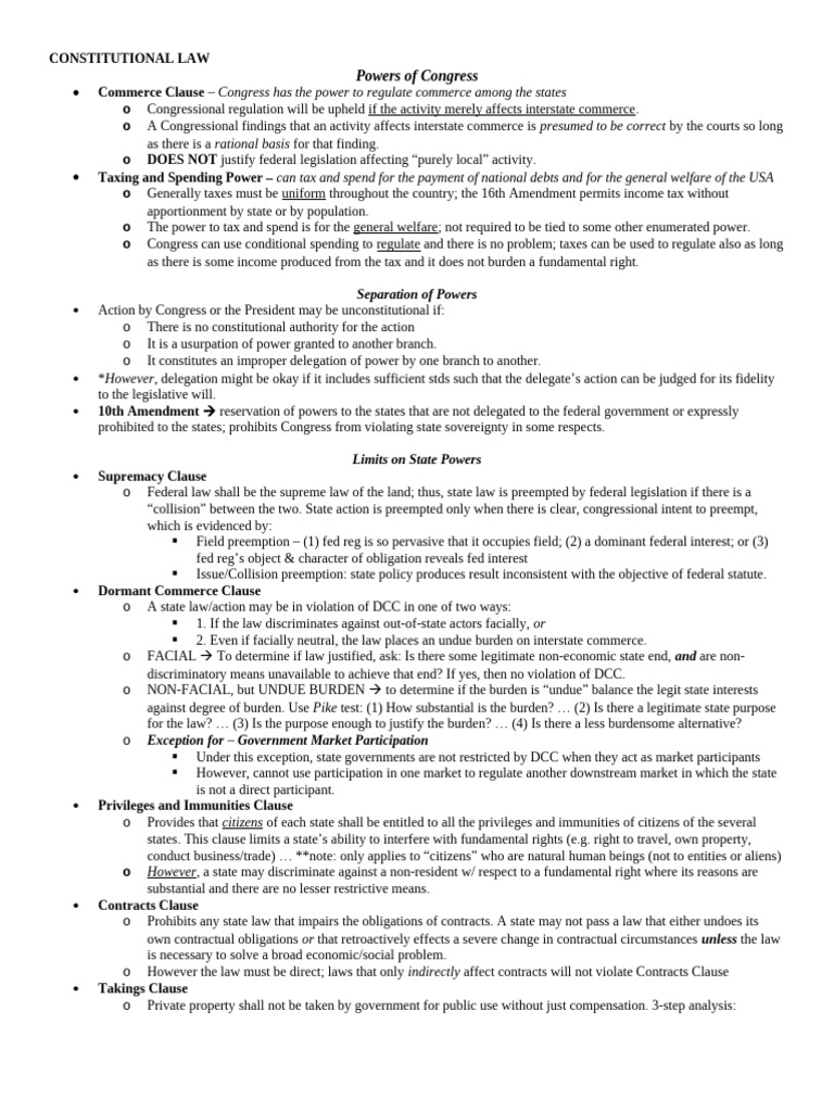 ConLaw StudySheet BJB | PDF | Suspect Classification | Due Process Clause