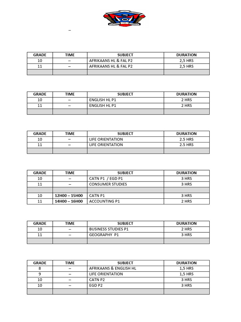 Final Exam Timetable 2024 | PDF | Social Science