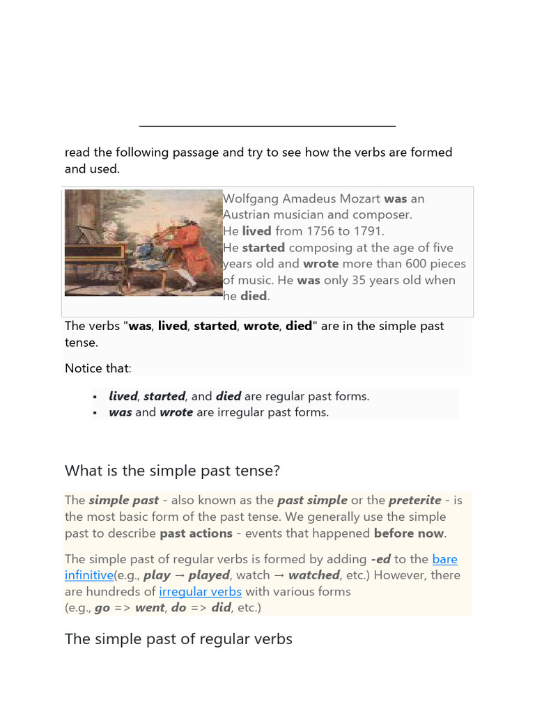 The Past Simple Uses and Form 1 | PDF | Semantic Units | Languages