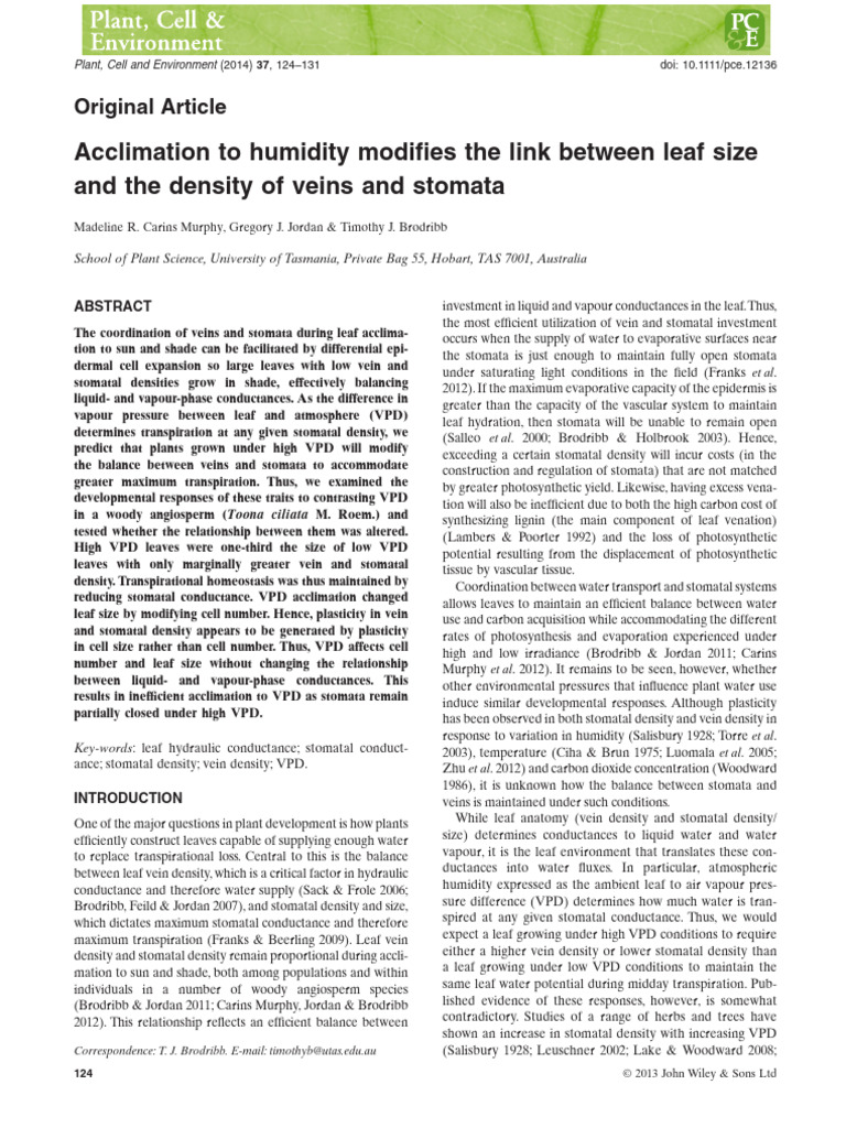 Humidity's Impact on Leaf Structure | PDF | Stoma | Leaf