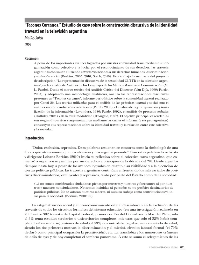 Identidad travesti en medios argentinos | PDF | Metáfora