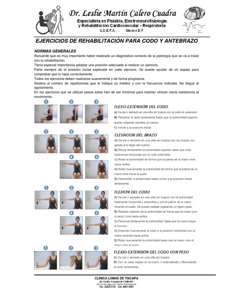 Ejercicios de Rehabilitación para Codo y Antebrazo | PDF