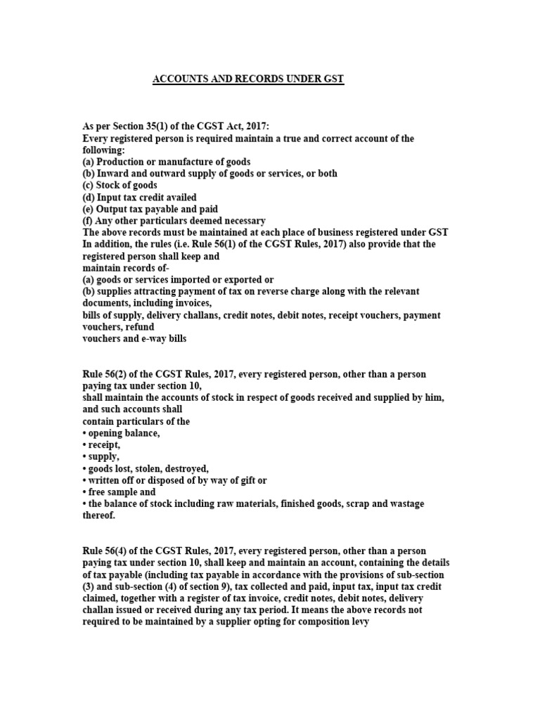 Accounts & Records Under GST | PDF | Value Added Tax | Receipt