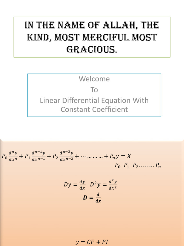 Linear Differential Equation With Constant Coefficient | PDF | Ordinary ...