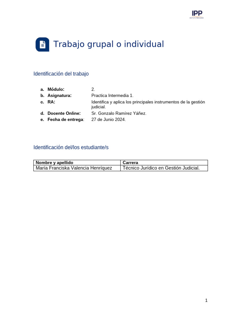 Maria Valencia TI M2 PracticaIntermedia1. | PDF | Demanda judicial ...