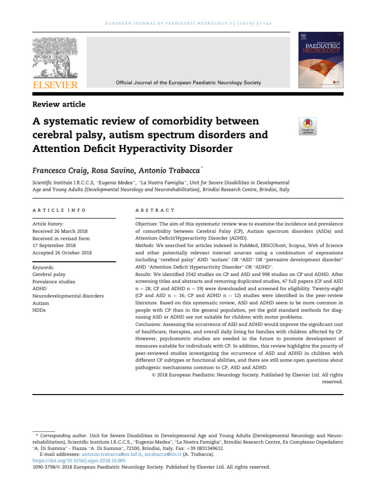 Craig Et Al 2018. A Systematic | PDF | Attention Deficit Hyperactivity ...