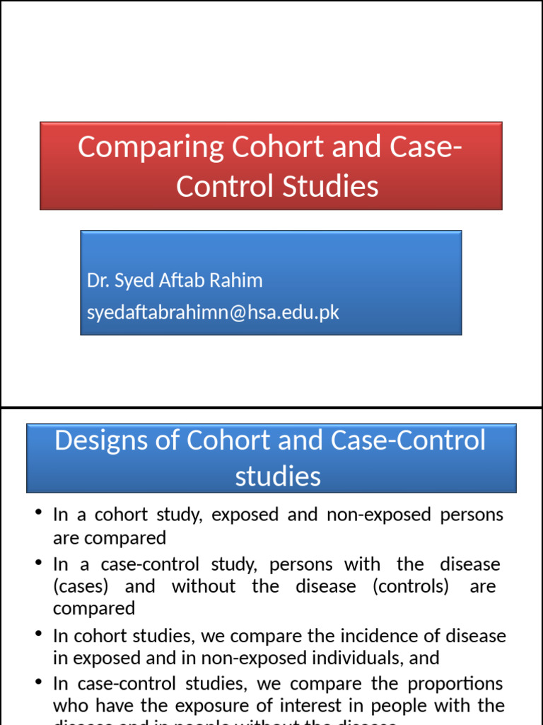 Cohort vs. Case-Control Studies Explained | PDF | Career & Growth | Wellness