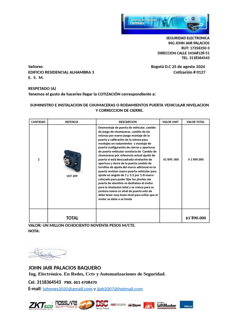 Cotizacion Edificio Residencial Alhambra 3 Puerta Vehicular | PDF