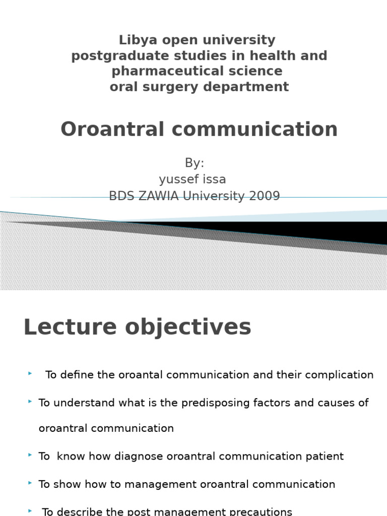Oroantral Communication Management Guide | PDF