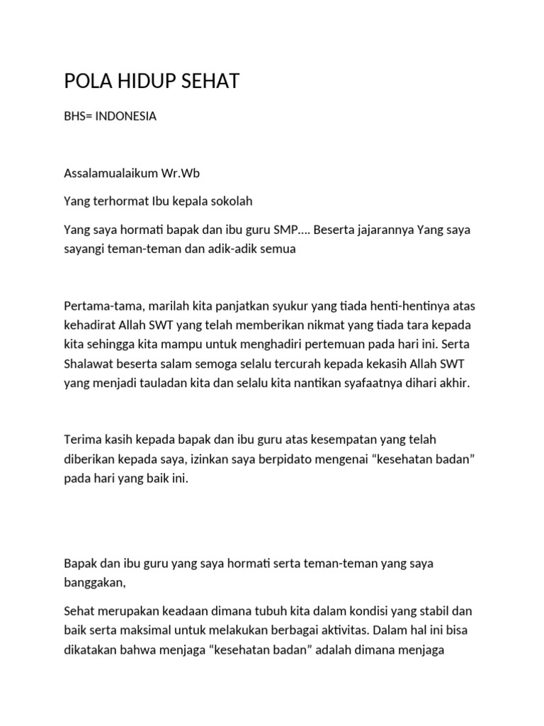 Pola Hidup Sehat | PDF