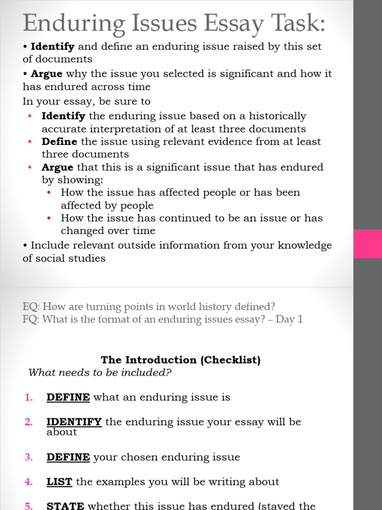 Draft... How To Write An Enduring Issues Essay - Global | PDF | Essays