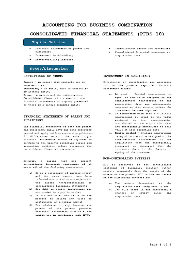 04S Business Combination | PDF | Consolidation (Business) | Equity (Finance)