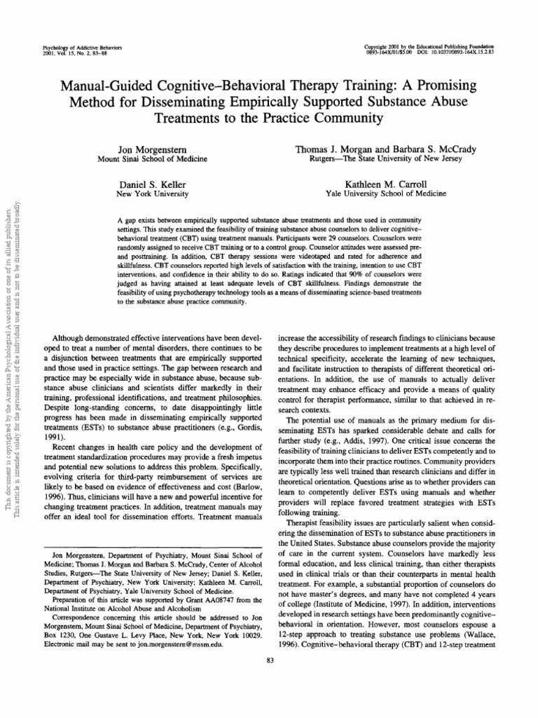 Manual Guided Cognitive Behavioral Thera | PDF | Cognitive Behavioral Therapy | Psychotherapy