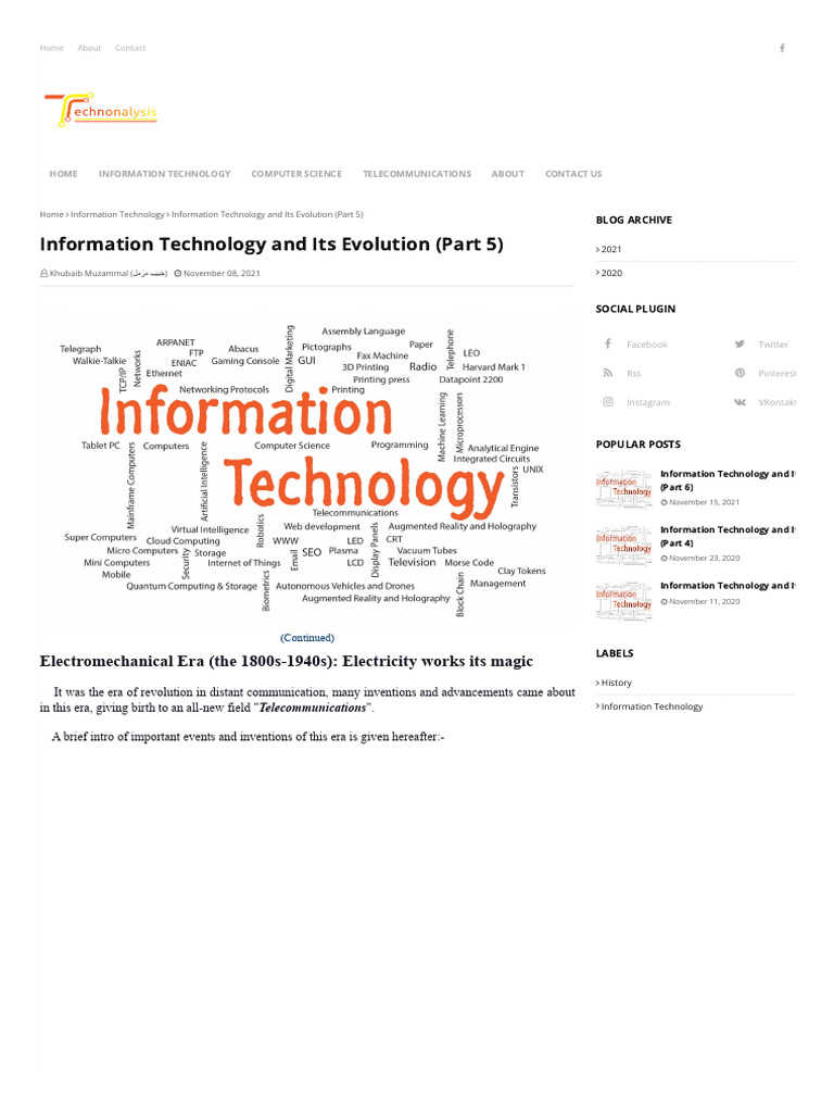Information Technology and Its Evolution (Part 5) | PDF | Telegraphy ...