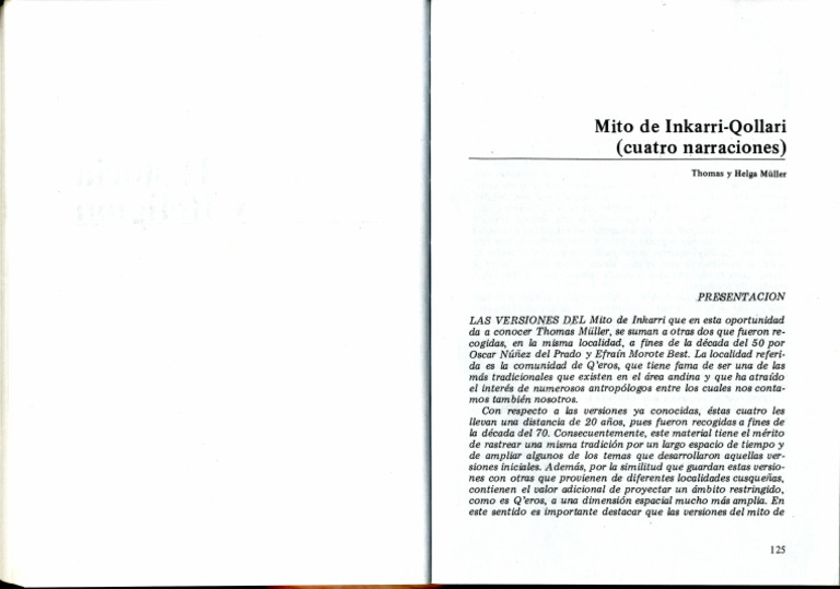 Mito de Inkarri-Qollari Cuatro Narraciones | PDF