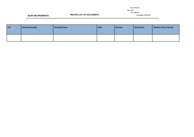ASIM Instruments Document Index | PDF