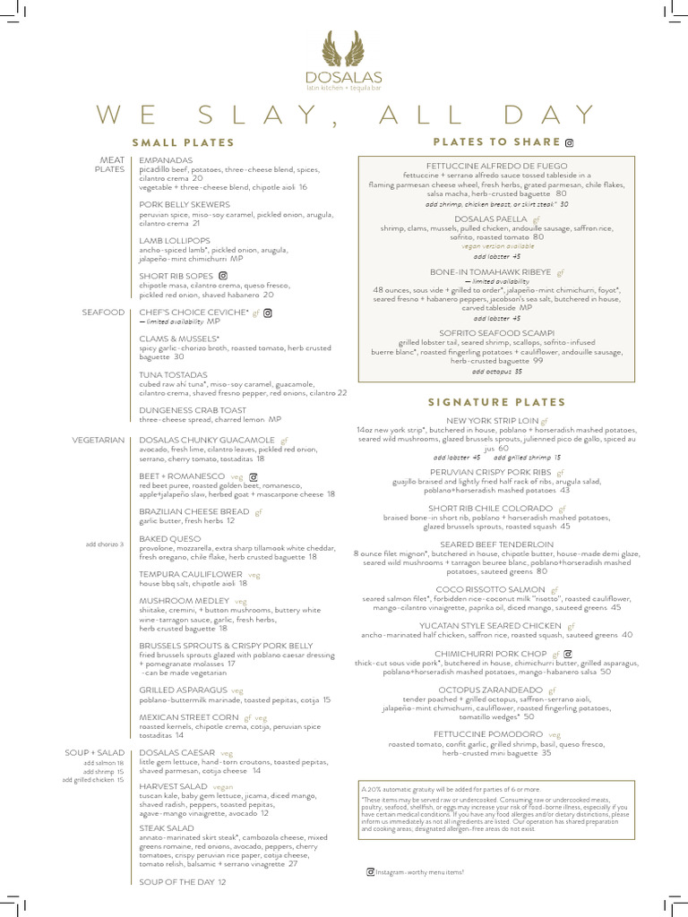 DA Food Menu 27 Sep 2024 | PDF | Steak | Salad