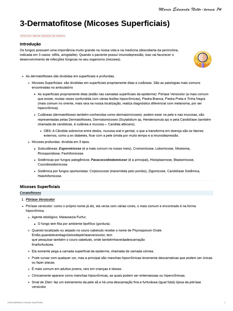 3-Dermatofitose (Micoses Superficiais) | PDF | Candidíase | Doenças ...