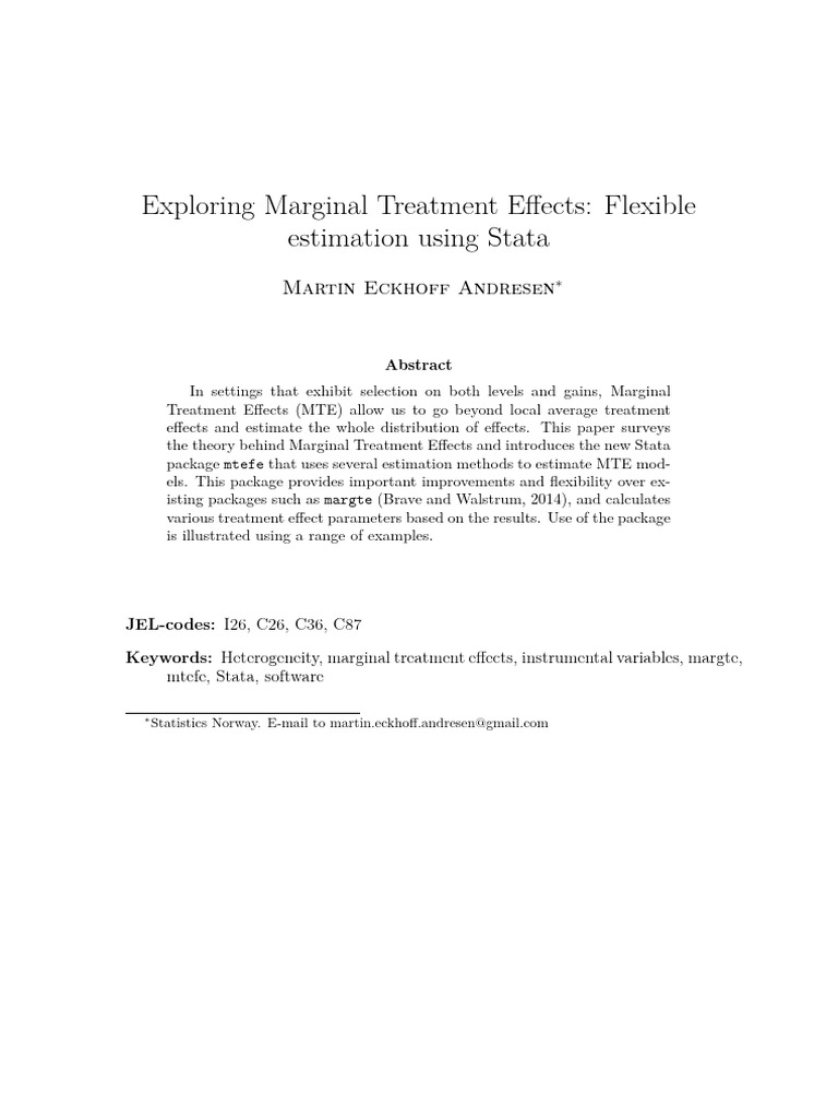 Exploring Marginal Treatment Effects Flexible Estimation Using Stata ...