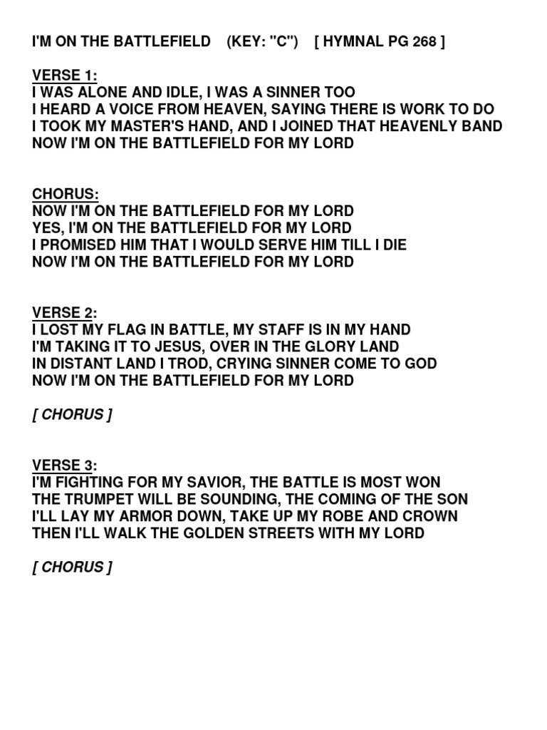 On the Battlefield for My Lord Lyrics | PDF