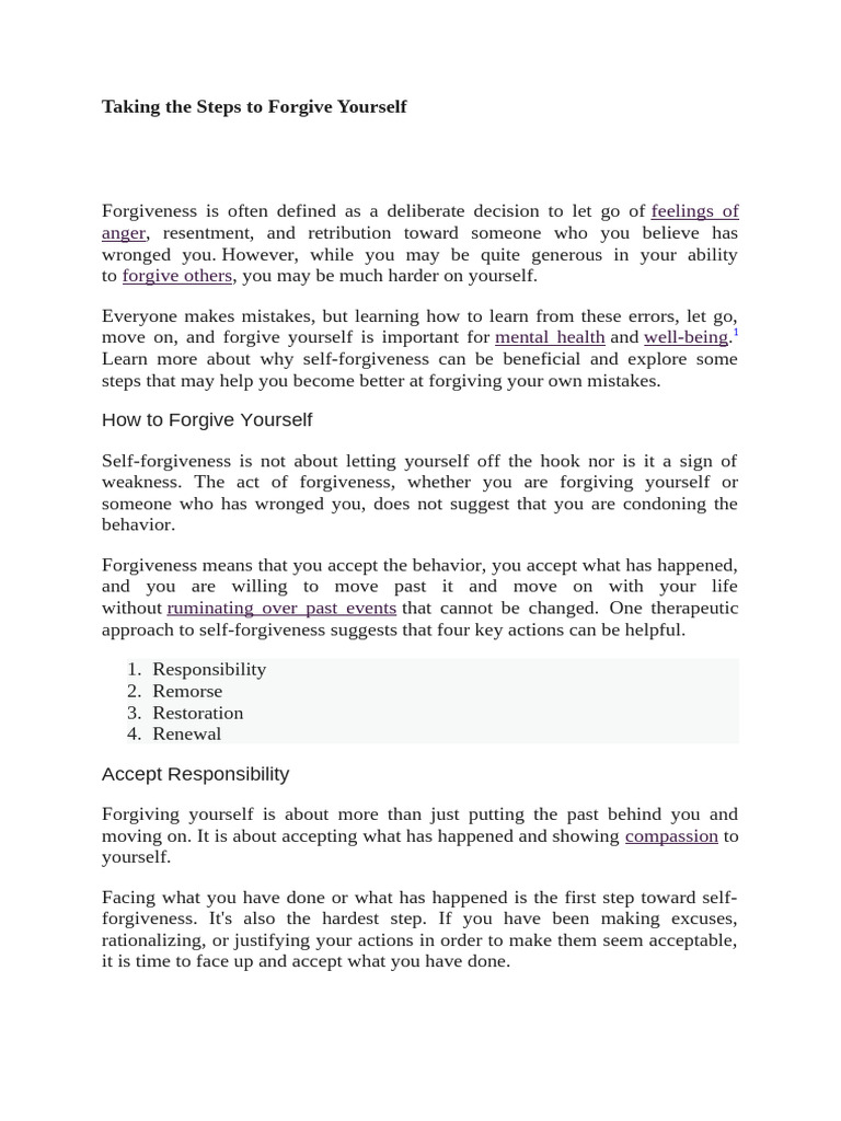 Forgiving Yourself | PDF | Forgiveness | Guilt (Emotion)