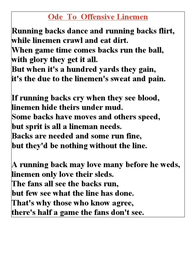 Lineman Poem | PDF | Positions (Team Sports) | National Football League