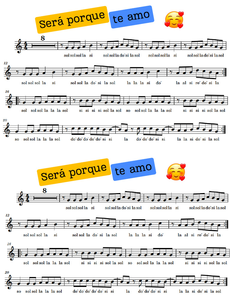 Será Porque Te Amo Notas Flauta | PDF