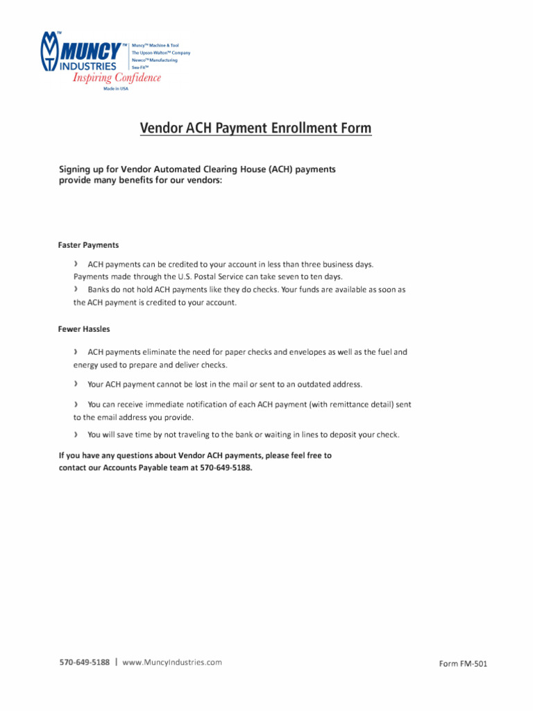 Filled ACH Enrollment Form | PDF | Cheque | Payments