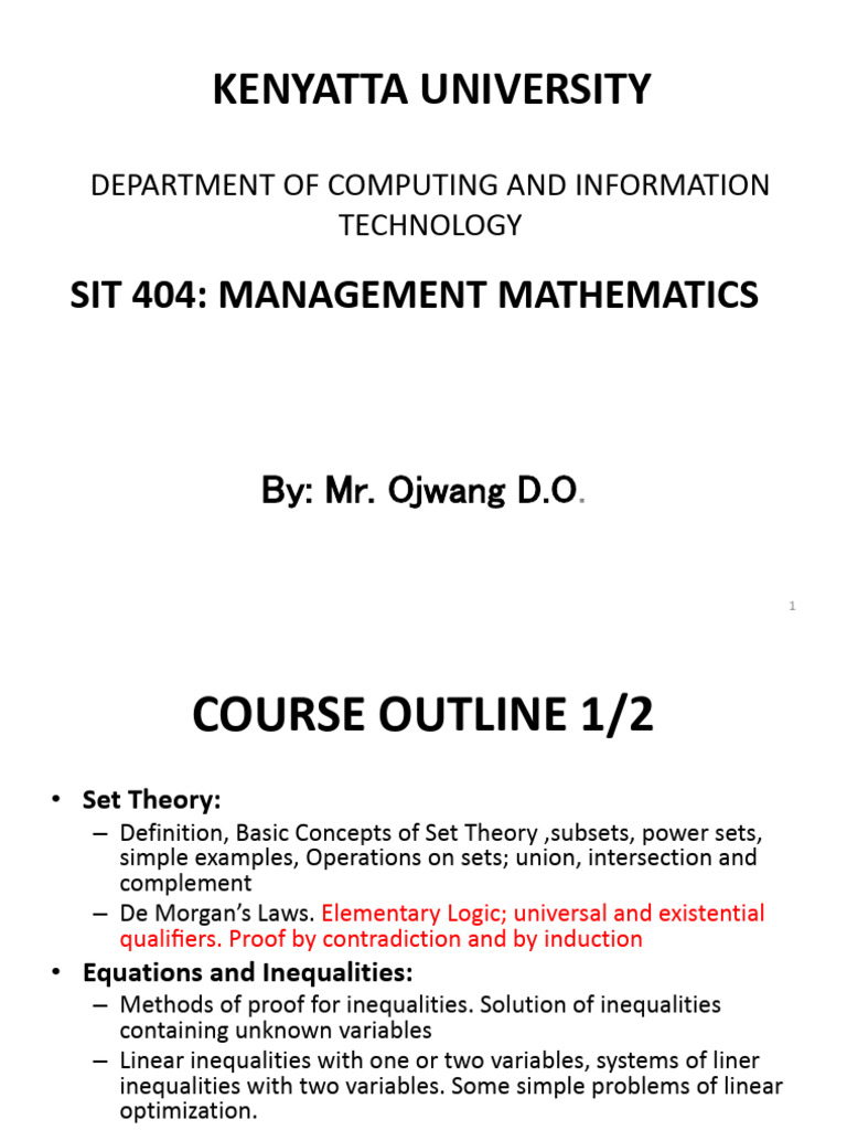 Management Mathematics Lecture Notes | PDF | Set (Mathematics ...