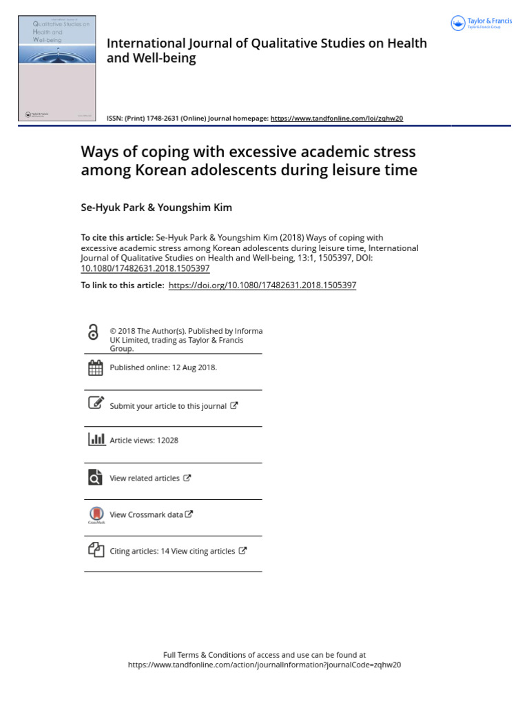 Coping with Academic Stress in Korea | PDF | Adolescence | Stress (Biology)