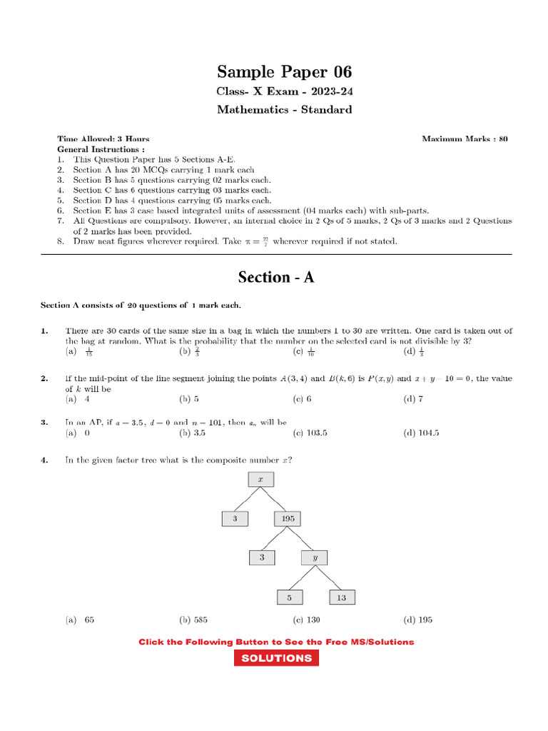 Maths Sample Ques 6 | PDF