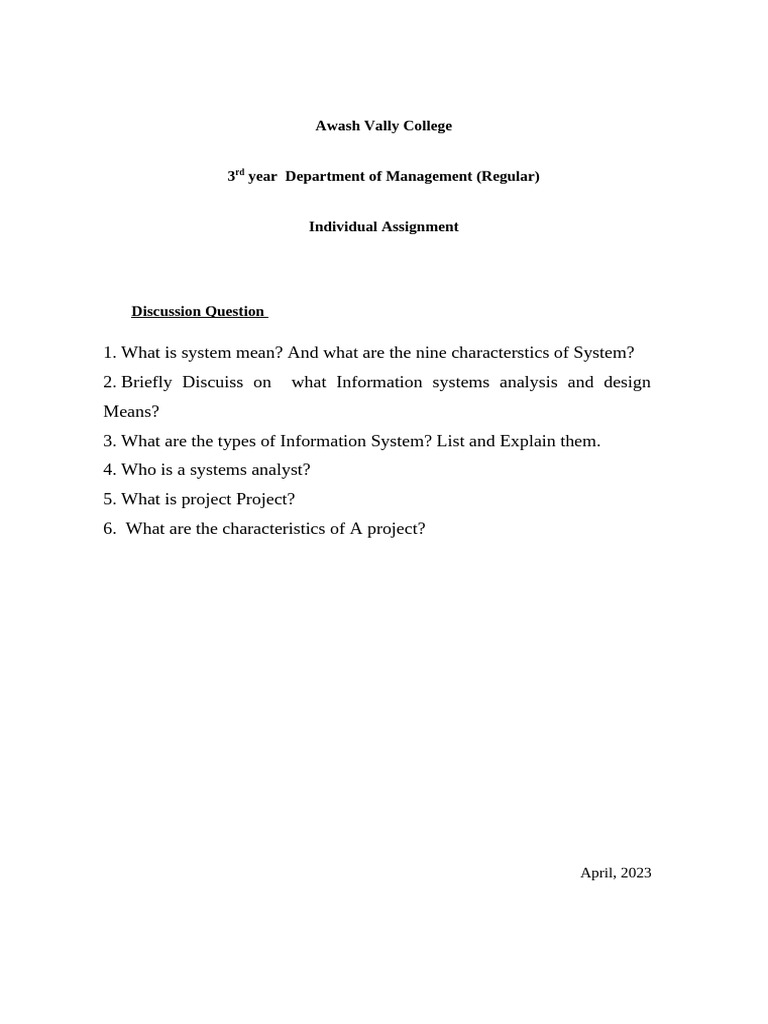 SAD Assignment AVC 3rd Yr (R) | PDF