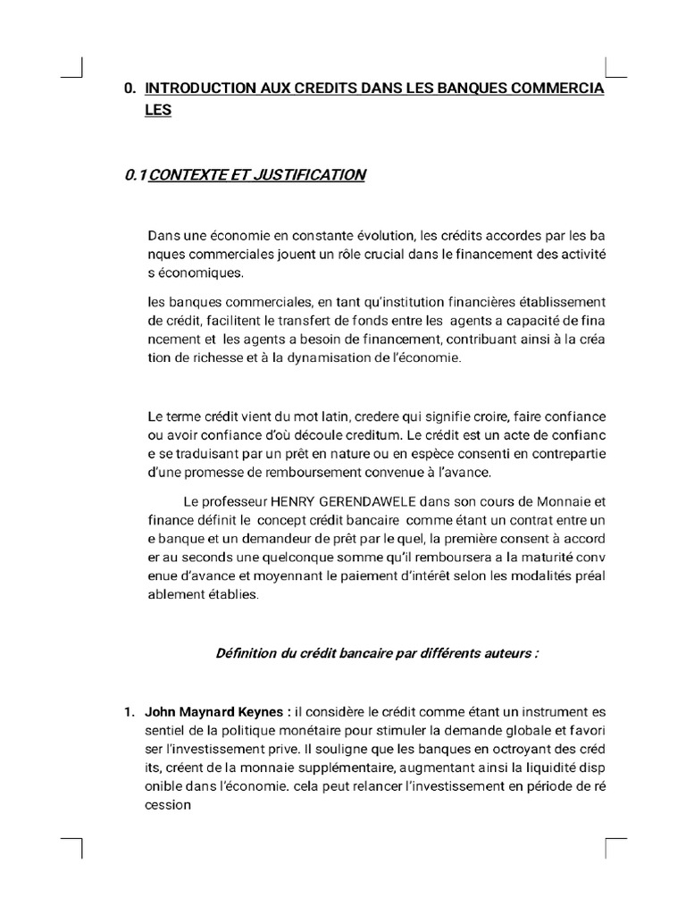 Risque de Crédits Introduction | PDF